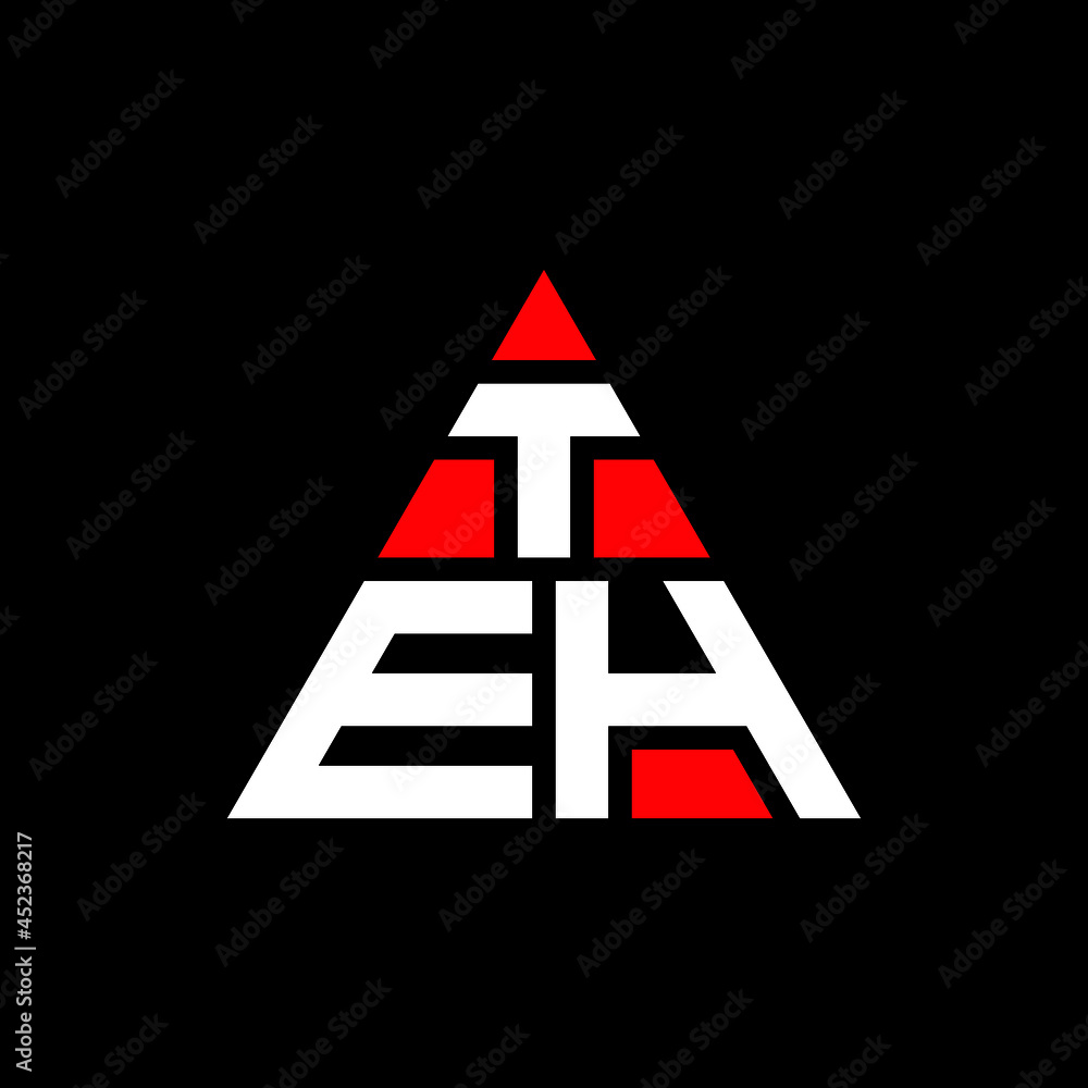 TEH triangle letter logo design with triangle shape. TEH triangle logo ...
