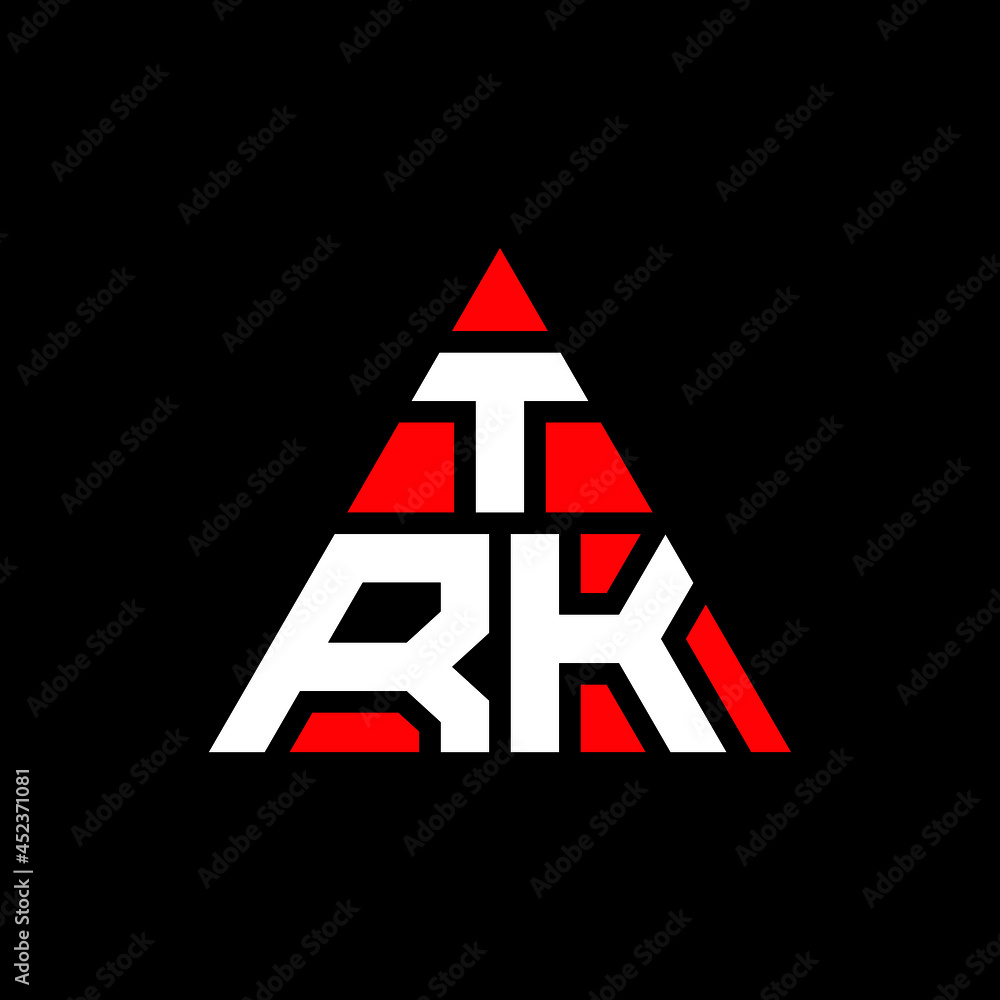 TRK triangle letter logo design with triangle shape. TRK triangle logo ...