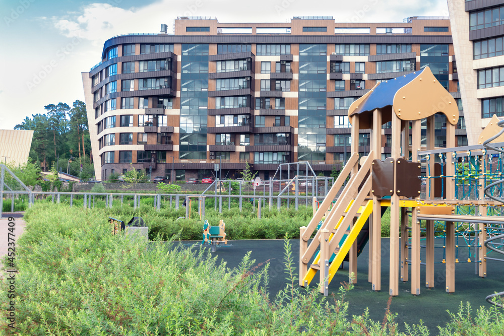 Children playground house building facade mixed-use urban multi-family ...