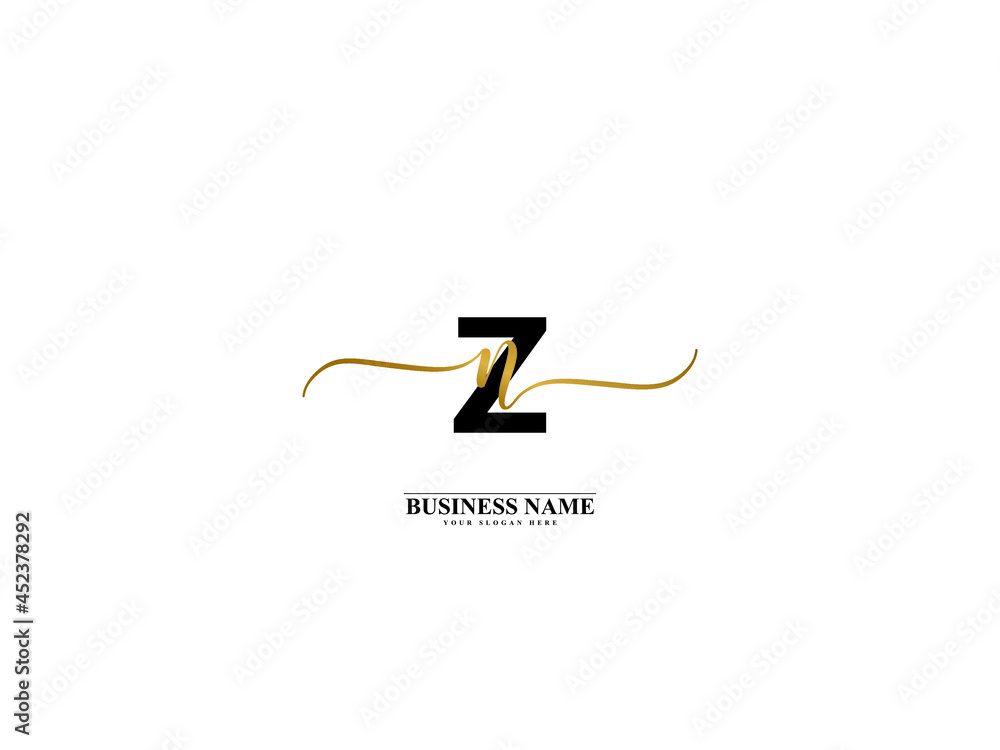 Letter ZN Logo, creative zn nz signature logo for wedding, fashion ...