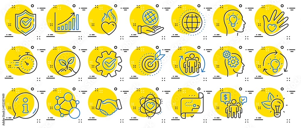 Core values line icons. Integrity, Target purpose and Strategy. Trust ...