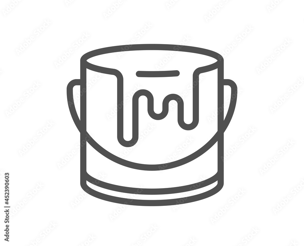 Paint bucket line icon. Tin of acrylic paint sign. Painter can symbol ...