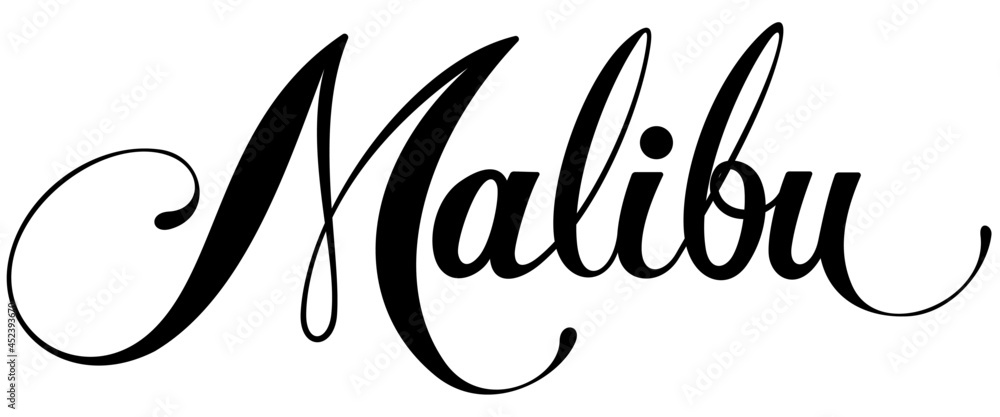Malibu - custom calligraphy text Stock Vector | Adobe Stock