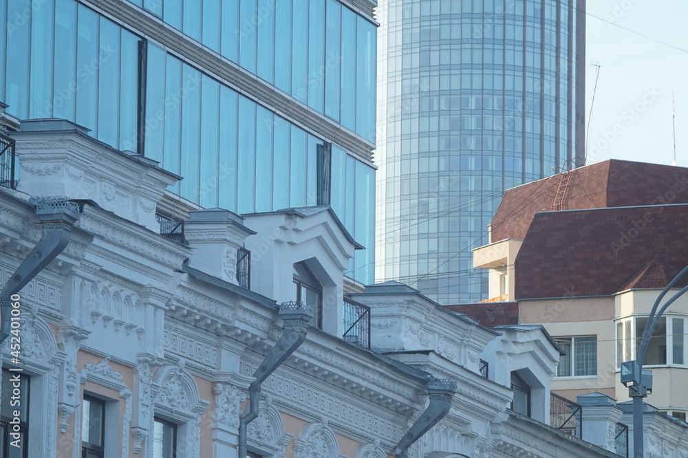 Urban photography, urban textures. Parts of the facades of buildings of ...