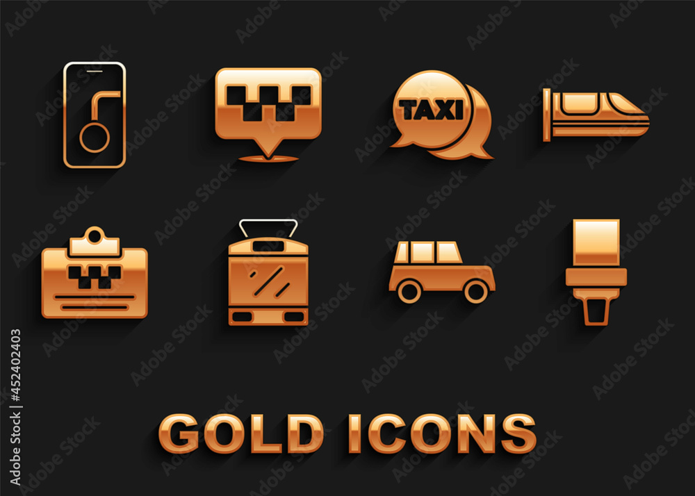 Set Tram and railway, High-speed train, Safety belt, Car, Taxi driver ...