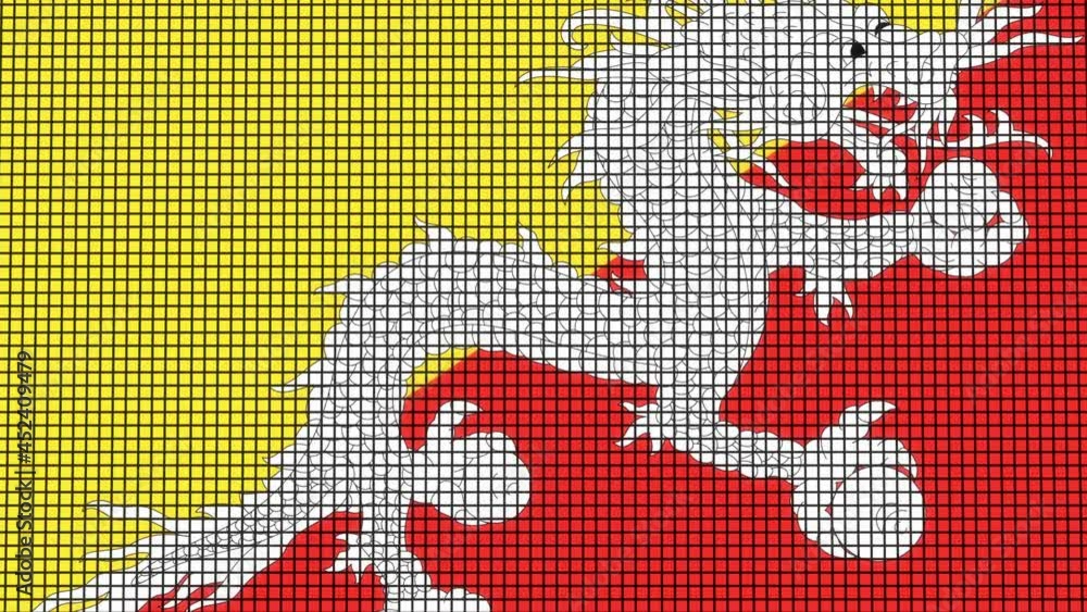 Bhutan Flag animated in pixel grid style technology background Stock ...