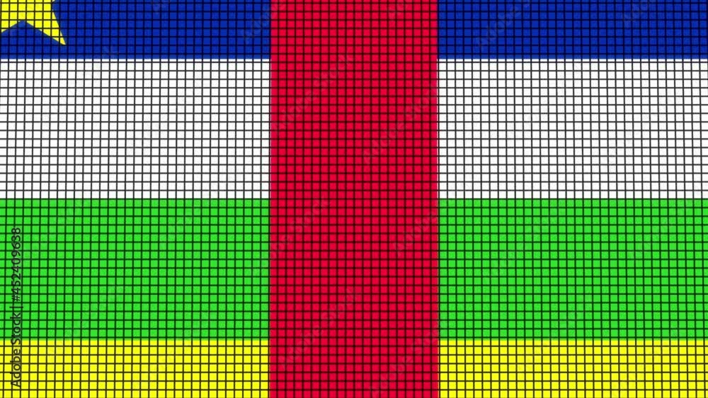 Central African Republic Flag animated in pixel grid style technology ...