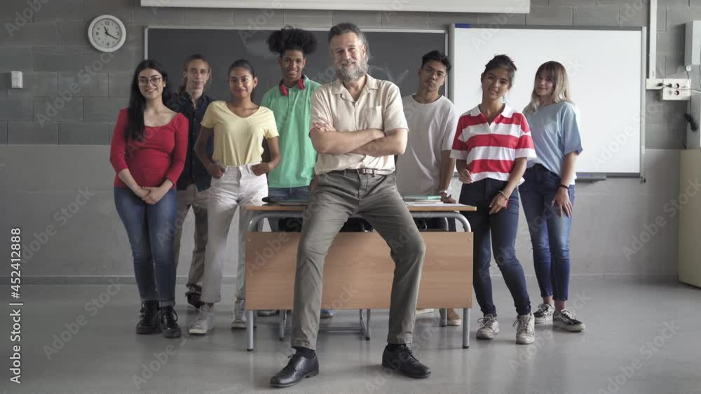 Multi-racial group of teenager secondary school students and friendly ...