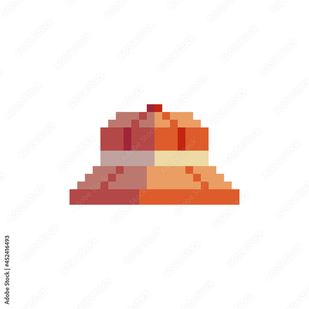 Men hiking hat pixel art icon. Pith helmet. Safari Hat. Isolated vector ...