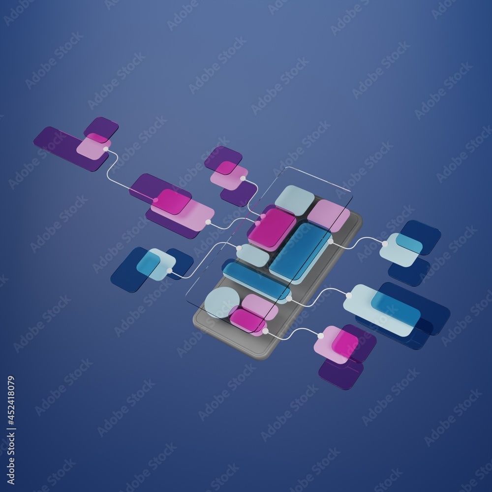UX UI flowchart connection node graphic designer creative planning ...