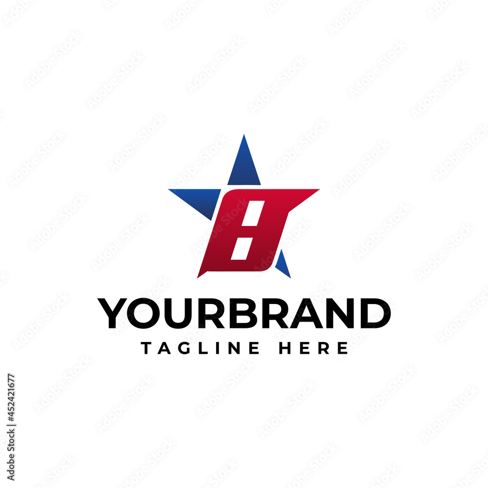 Number 8 logo template with Star design elements.. star logo design ...
