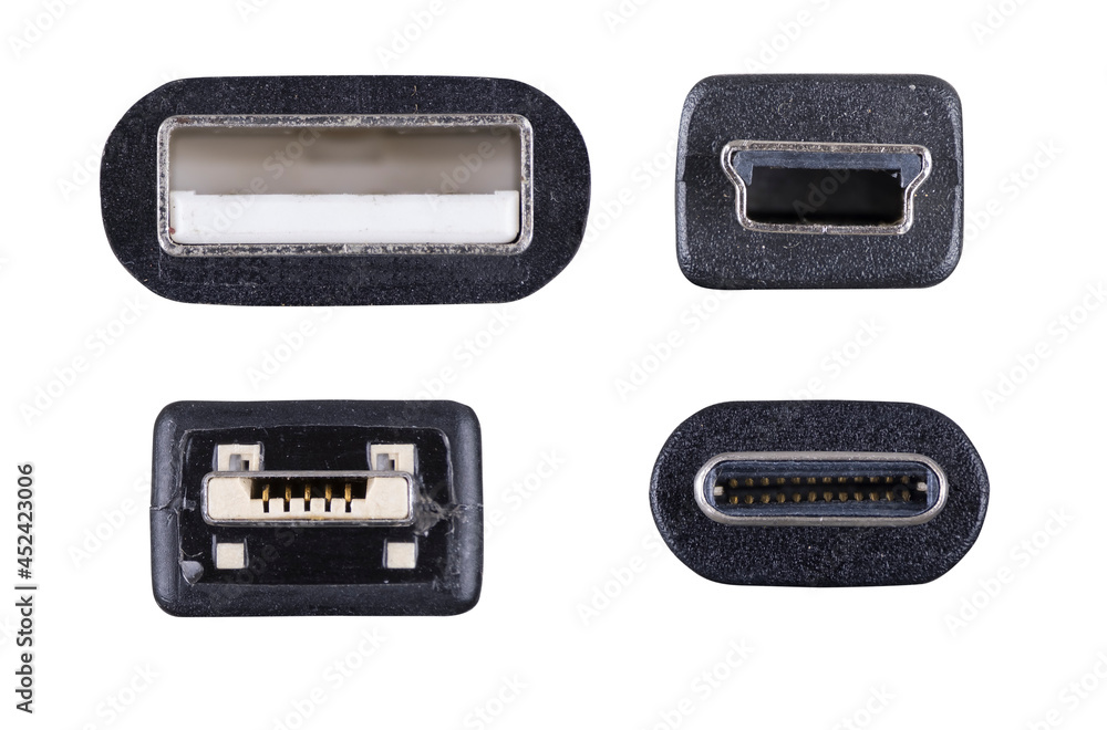 evolution of USB port for computer, electronic waste Stock Photo ...