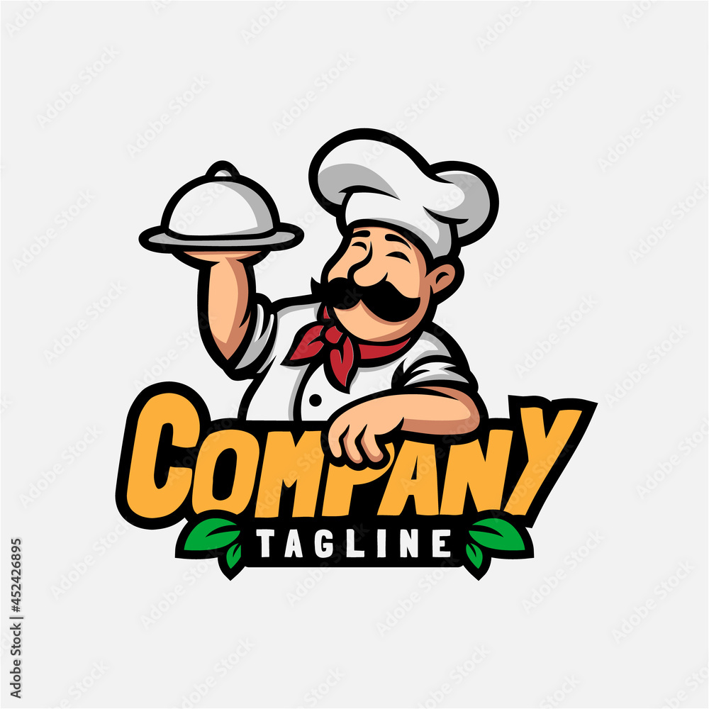 chef mascot logo design Stock Vector | Adobe Stock