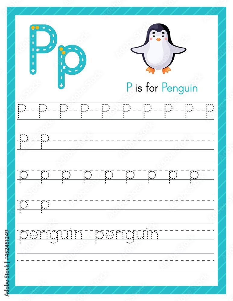 Trace letter P uppercase and lowercase. Alphabet tracing practice ...