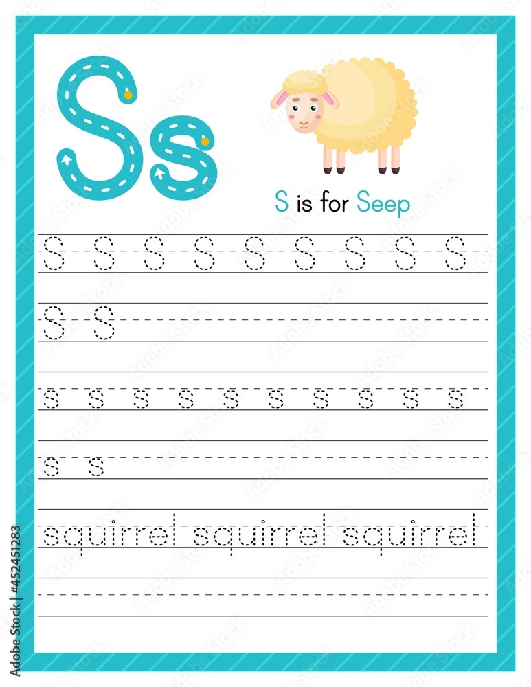 Trace letter S uppercase and lowercase. Alphabet tracing practice ...