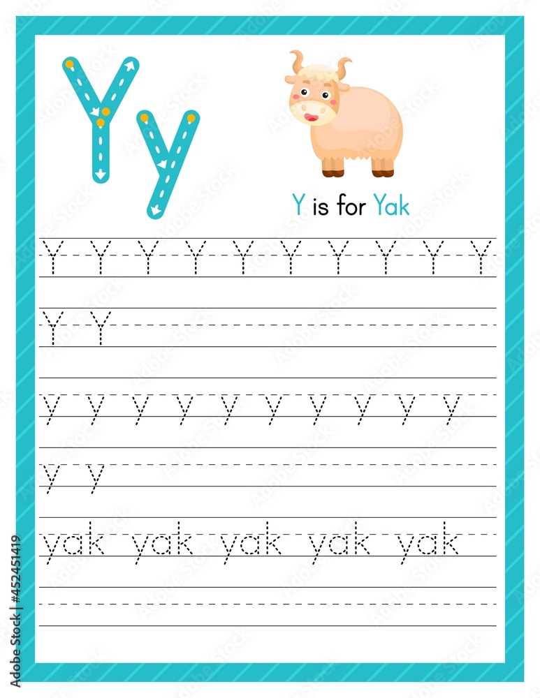 Trace letter Y uppercase and lowercase. Alphabet tracing practice ...