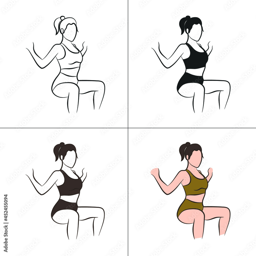 Silhouette of beautiful woman body vector illustration. Beautiful curvy ...