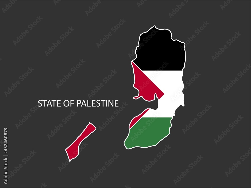 Sticker outline map of the State of Palestine, State of Palestine flag ...
