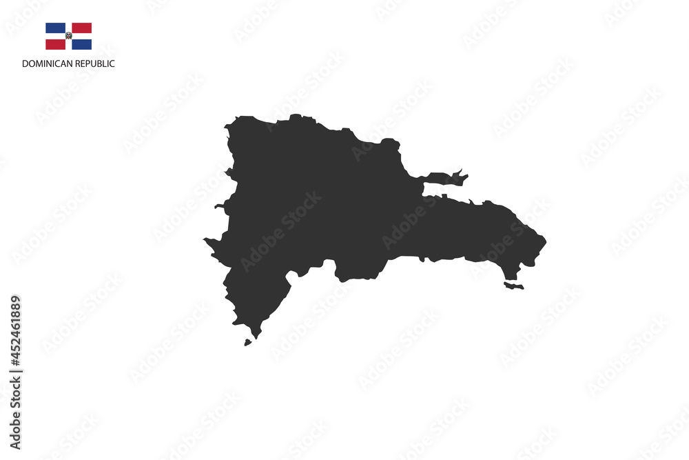 Dominican Republic black shadow map vector on white background and ...