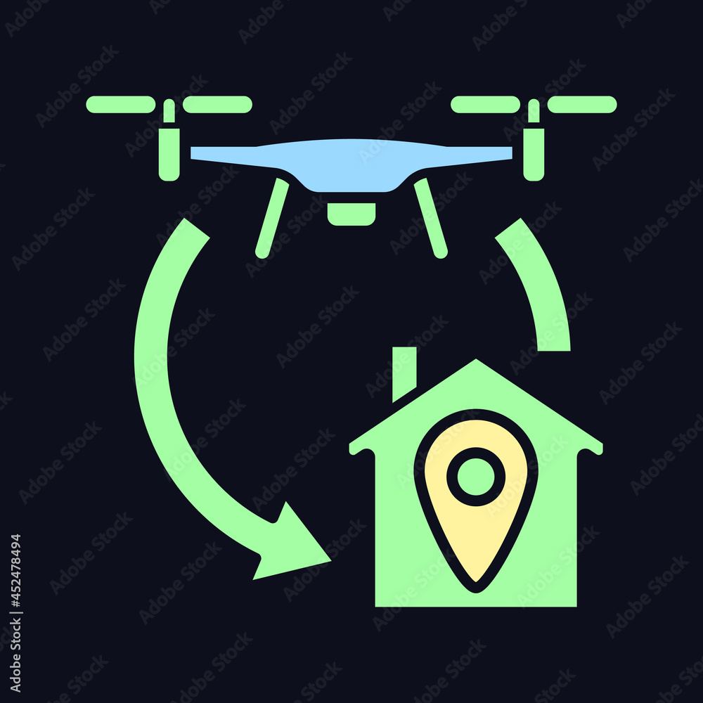 Return to home function RGB color manual label icon for dark theme ...