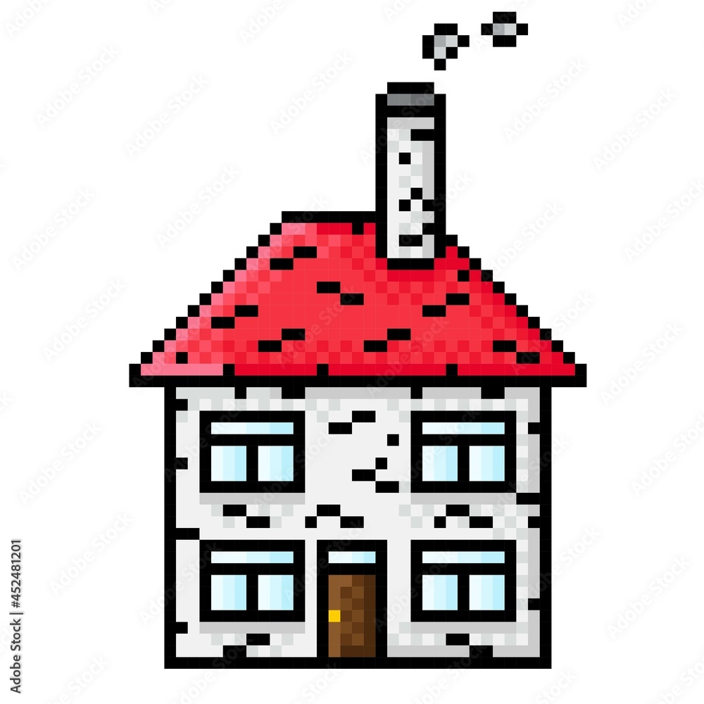 Abandoned house pixel art. Vector pixel art. Broken house. Stock Vector ...