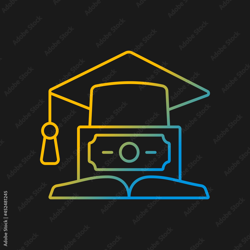 Education loan gradient vector icon for dark theme. Student credit ...
