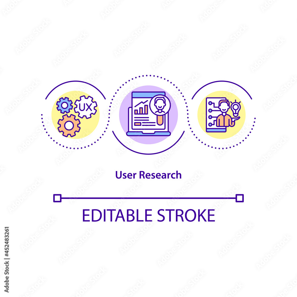 User research concept icon. Target users observation abstract idea thin ...