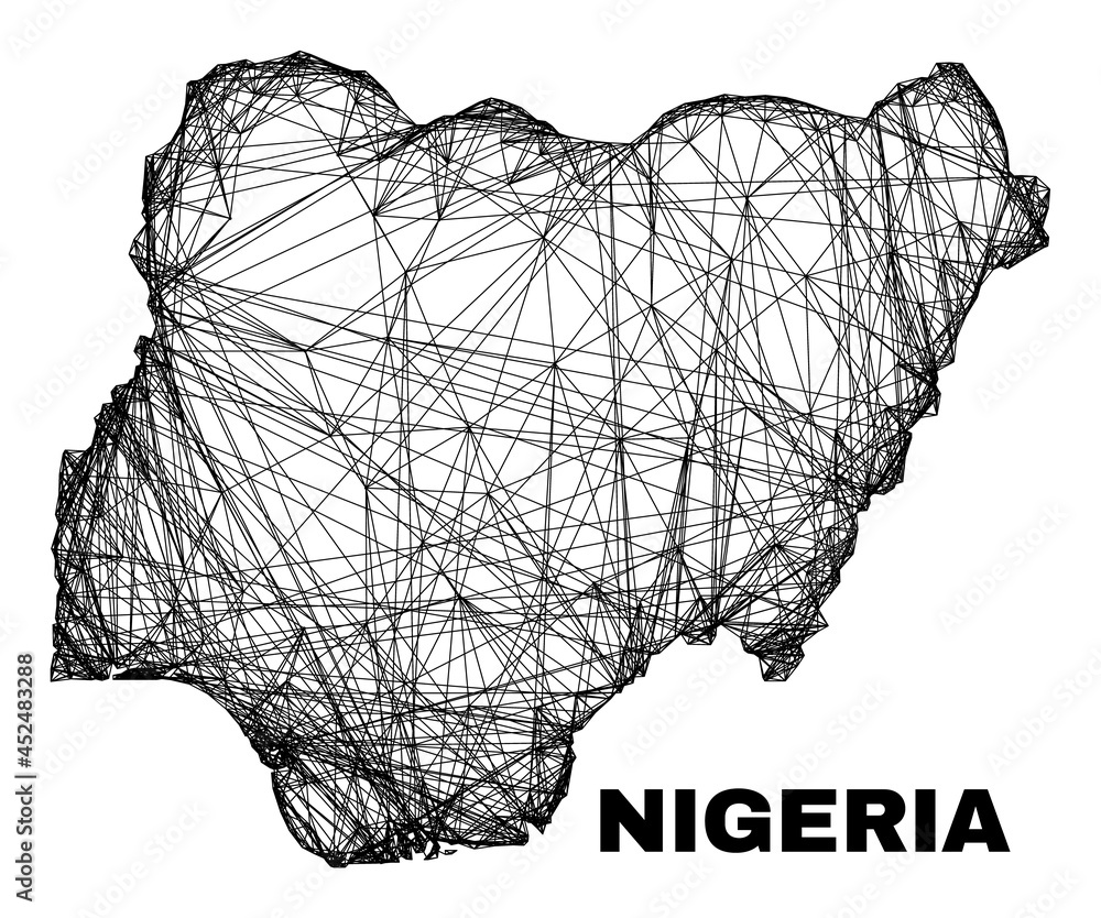 Wire frame irregular mesh Nigeria map. Abstract lines form Nigeria map ...
