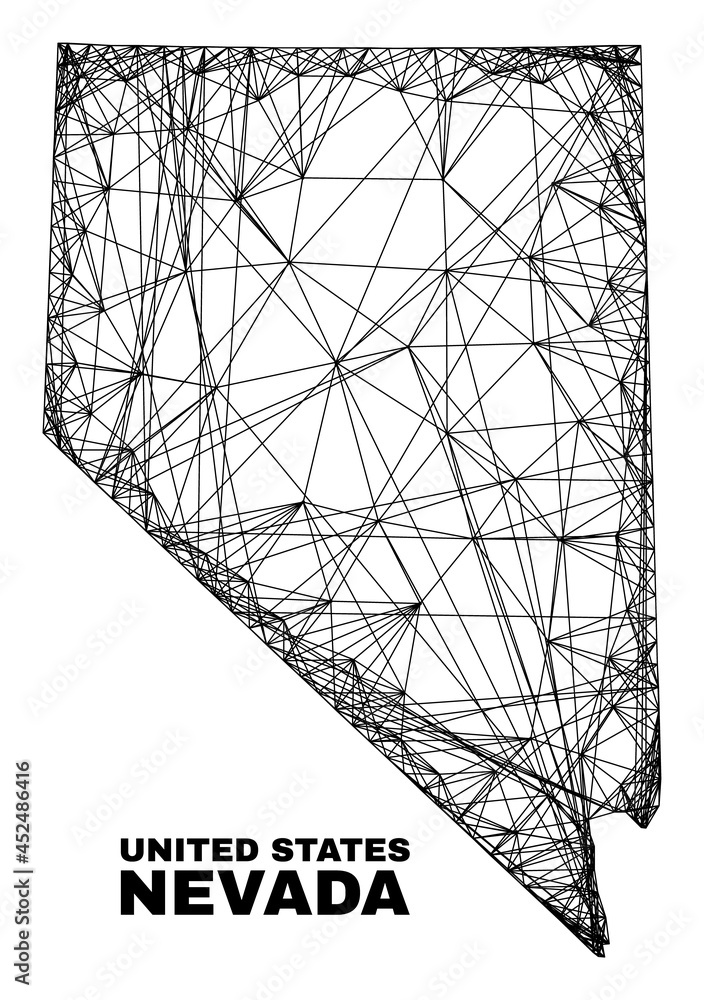 Vecteur Stock Wire frame irregular mesh Nevada State map. Abstract ...