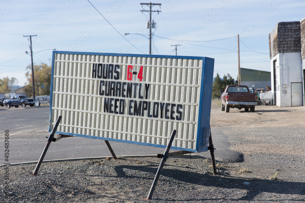 Help Wanted sign, Currently Need Employees sign for small town business ...