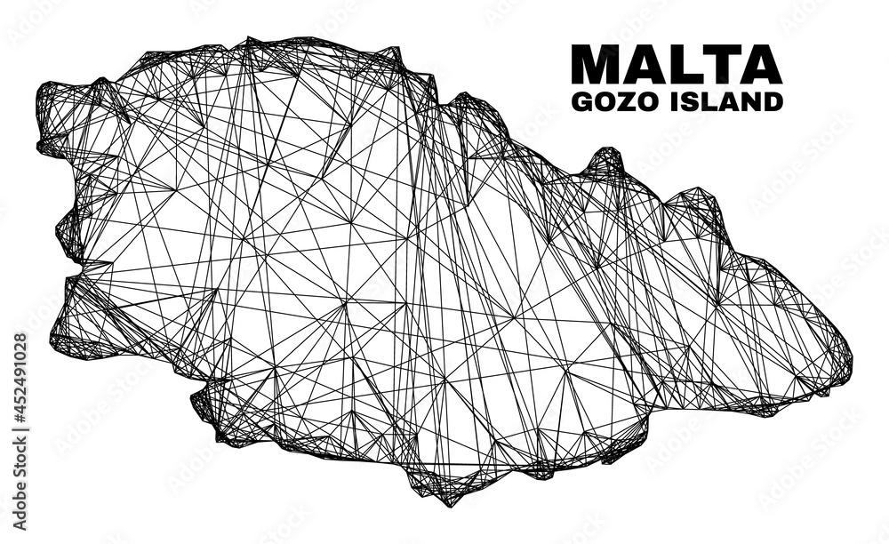 Net irregular mesh Gozo Island map. Abstract lines form Gozo Island map ...