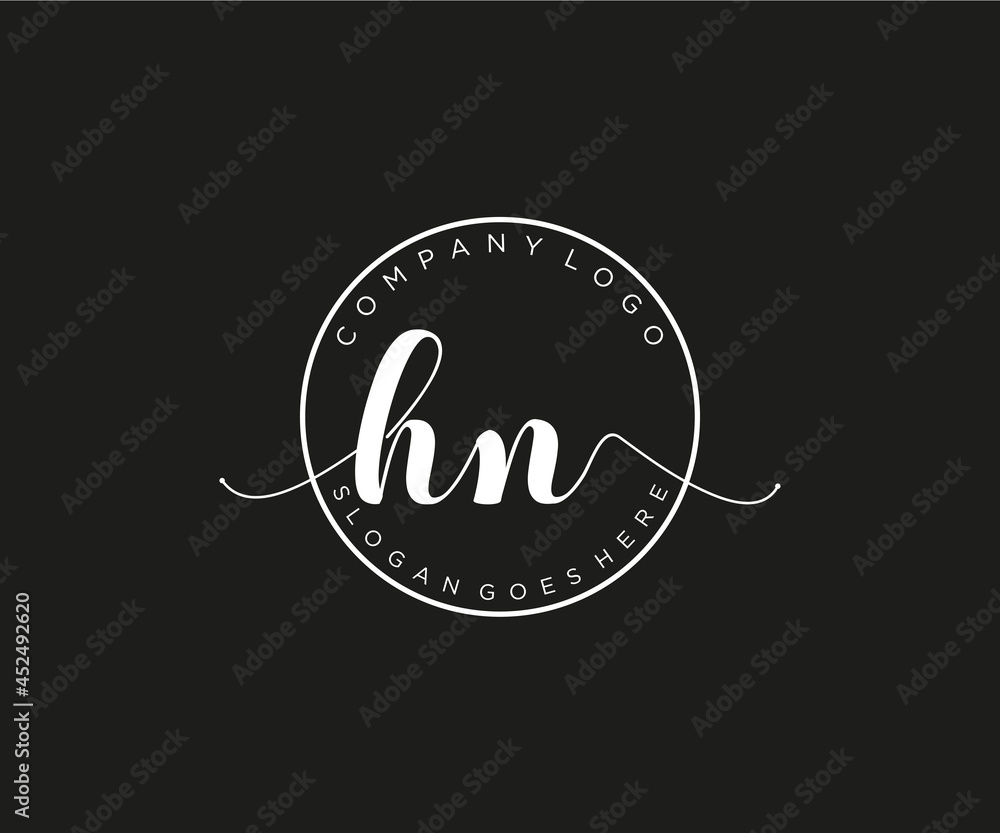 initial HN Feminine logo beauty monogram and elegant logo design ...