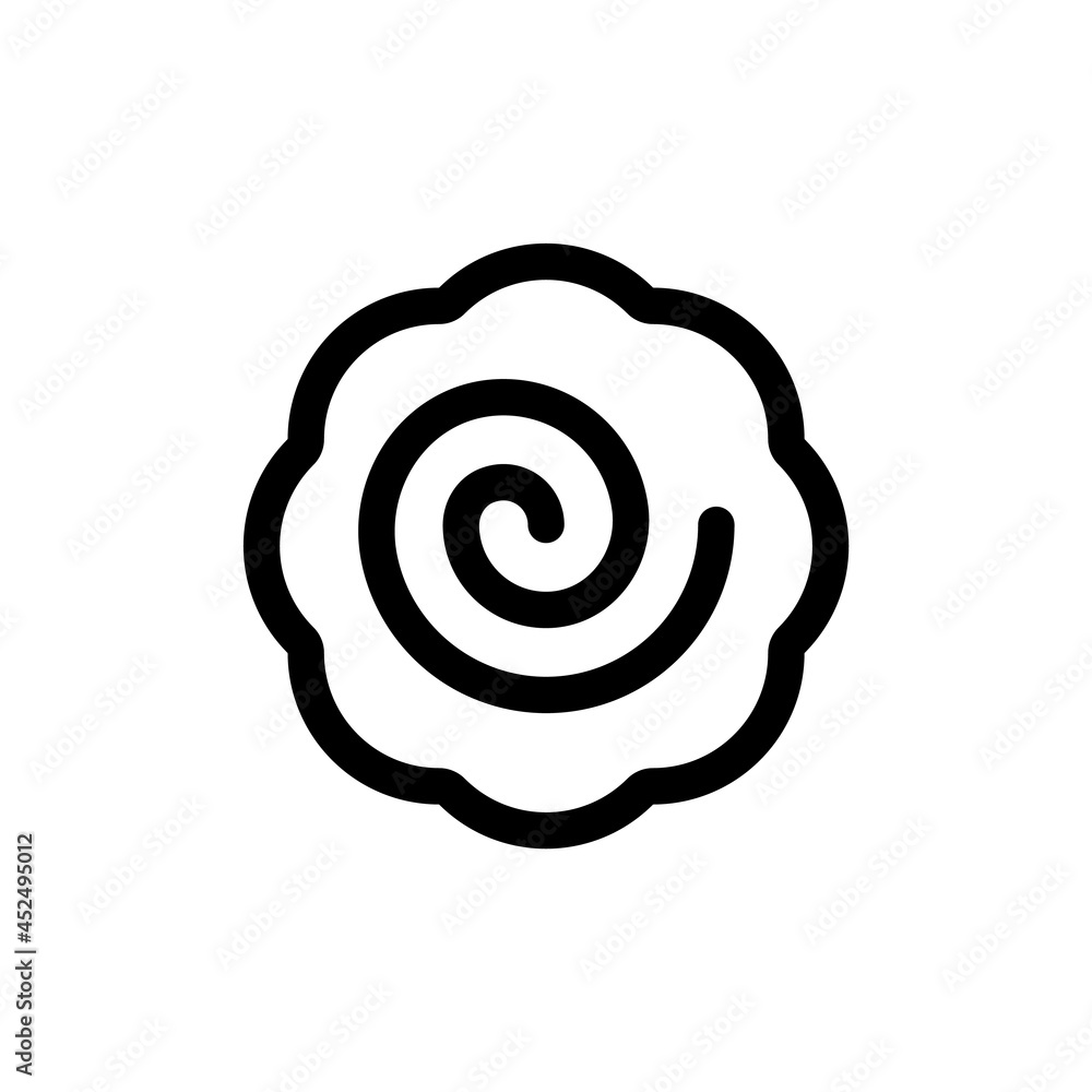 Narutomaki or kamaboko surimi vector outline icon. Traditional Japanese ...