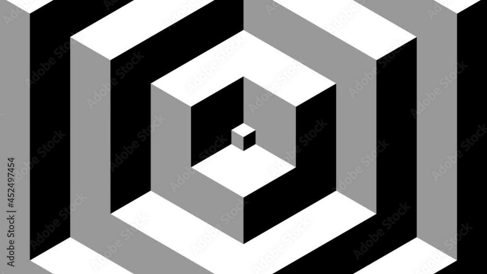 Black and white optical illusion. Op Art video. 3D cubes. Meditation ...