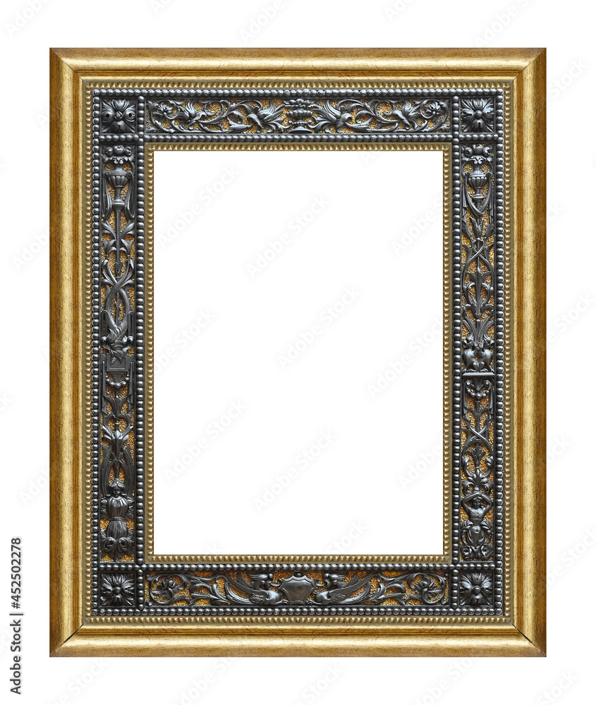 Silver and gold frame for paintings, mirrors or photo isolated on white ...