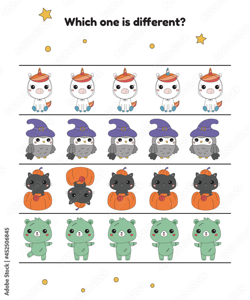 Which one is different. Halloween worksheet for preschool children ...