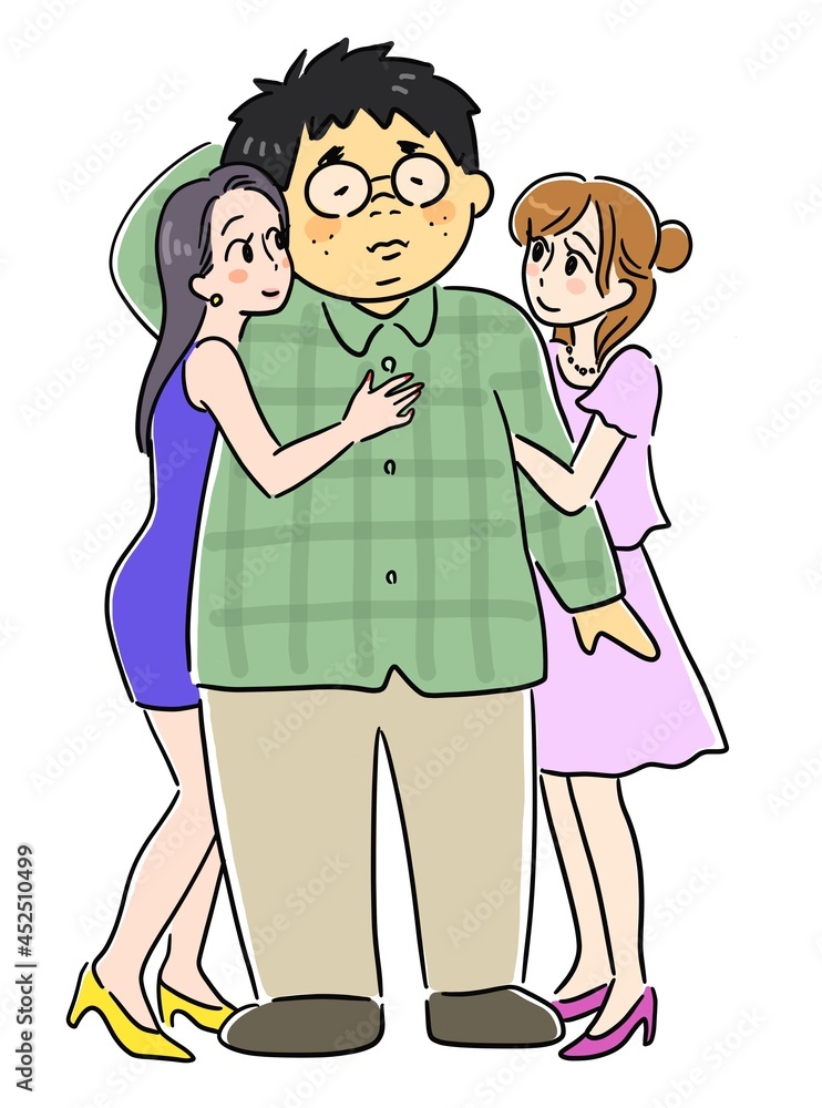 美女にモテモテの男性 Illustration Stock | Adobe Stock