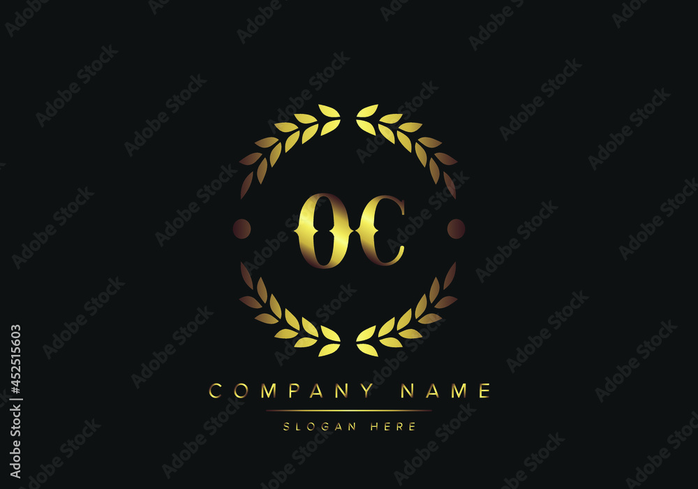 letters OC monogram logo, gold color, luxury style, Vector Illustration ...