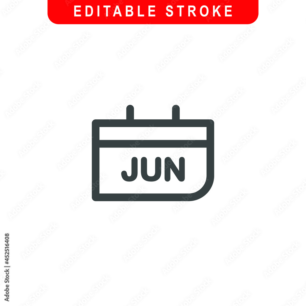 Calender of June Outline Icon. Calender Line Art Logo. Vector ...
