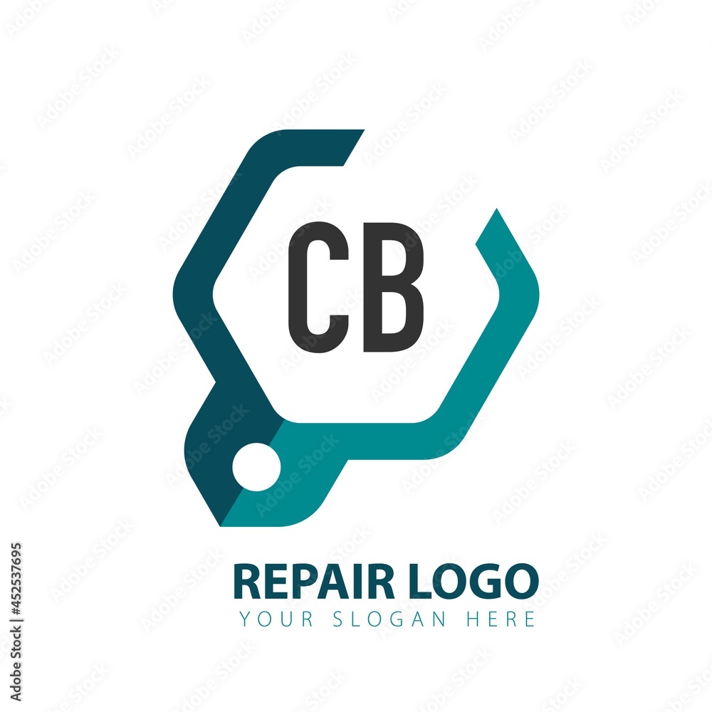 Vetor de Initial Letter cb mobile repair service logo design template ...