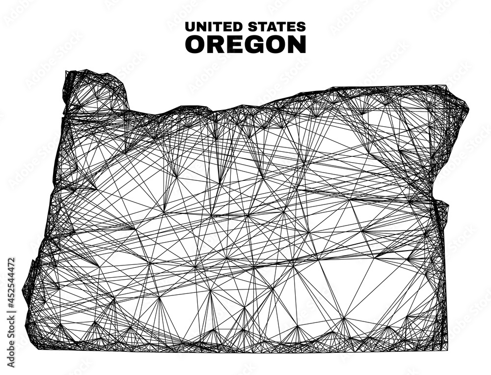 Wire frame irregular mesh Oregon State map. Abstract lines form Oregon ...