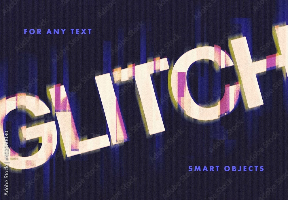 Digital Color Glitch Text Effect Mockup Stock Template | Adobe Stock