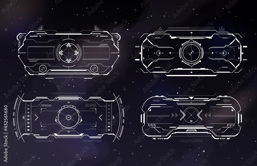 HUD aim control frame interface, futuristic target screen, vector ...