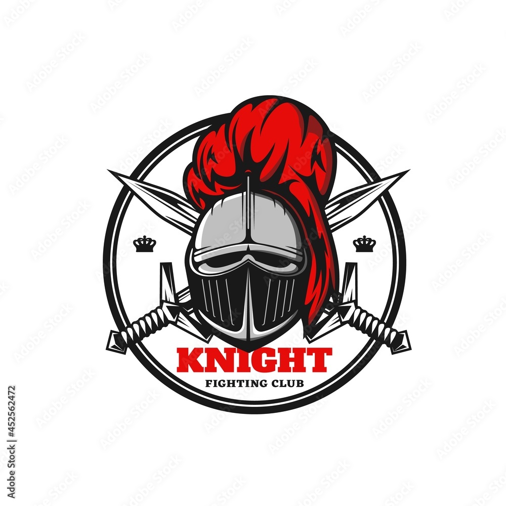 Medieval knight icon, vector emblem with warrior helmet and crossed ...
