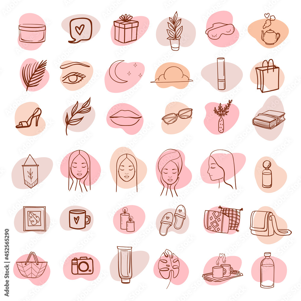beaty relax icon hand draw set on the white background Stock Vector ...