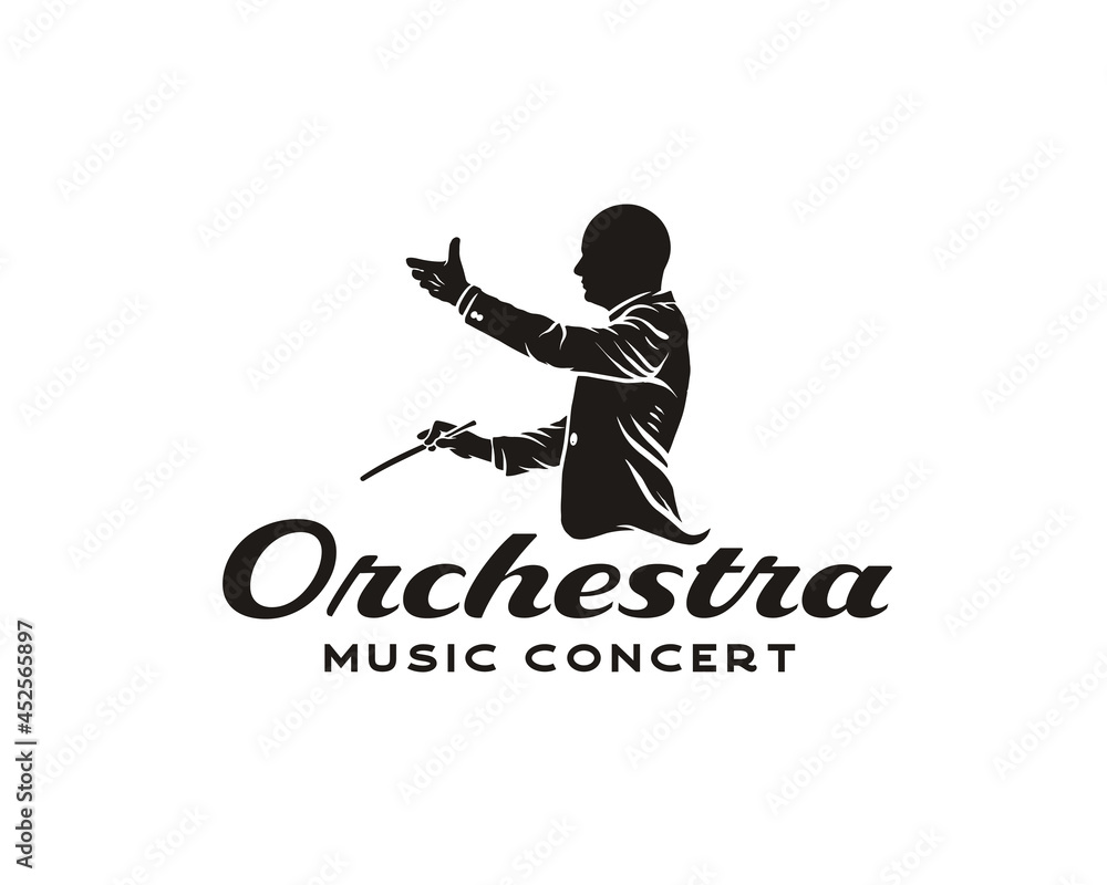 Music Logo, Man Silhouette With Stick Logo Design, Musical Arranged ...