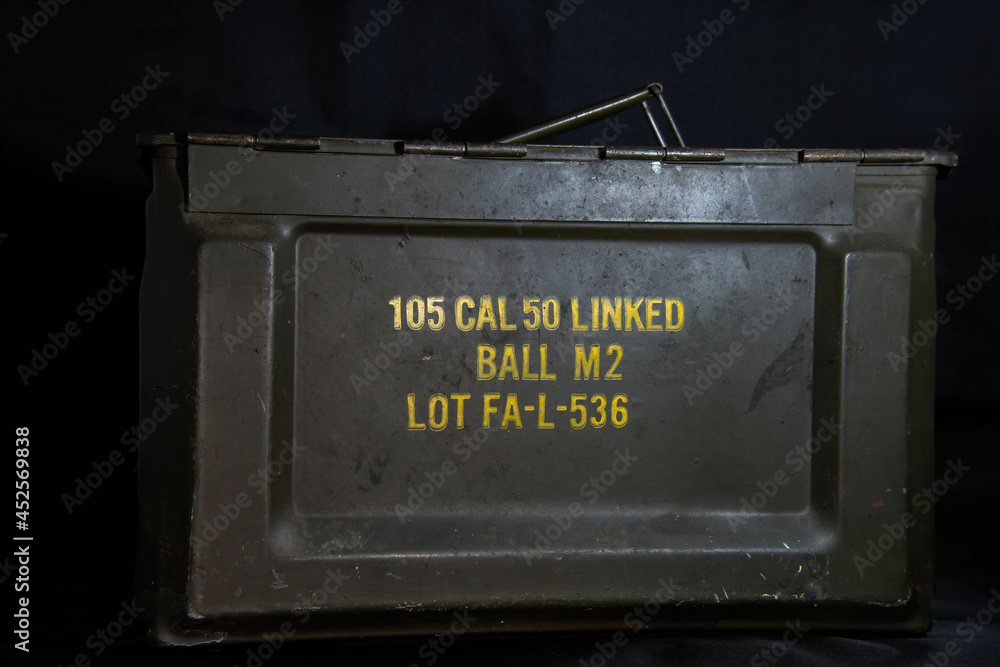 World War II vintage allied green metal ammunition box for 50 cal ...