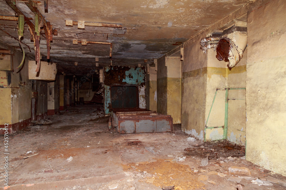 The interior of underground anti-nuclear abandoned secret military ...