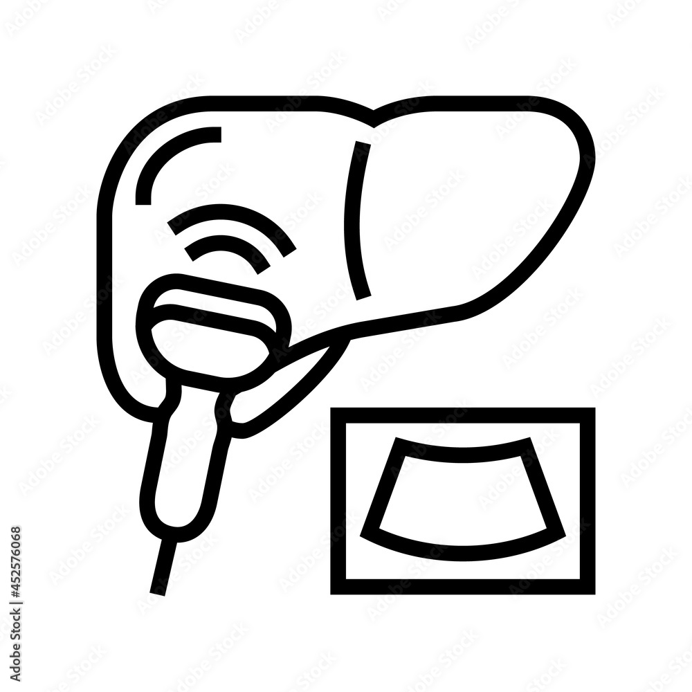 ultrasound liver line icon vector. ultrasound liver sign. isolated ...