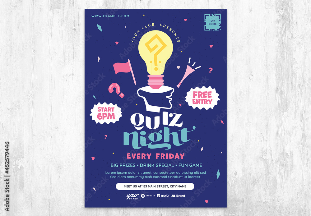 Quiz Night Flyer For Pub Quizzes Bar Trivia Nights Stock Template Quiz Night Flyer For Pub Quizzes Bar Trivia Nights Stock Template